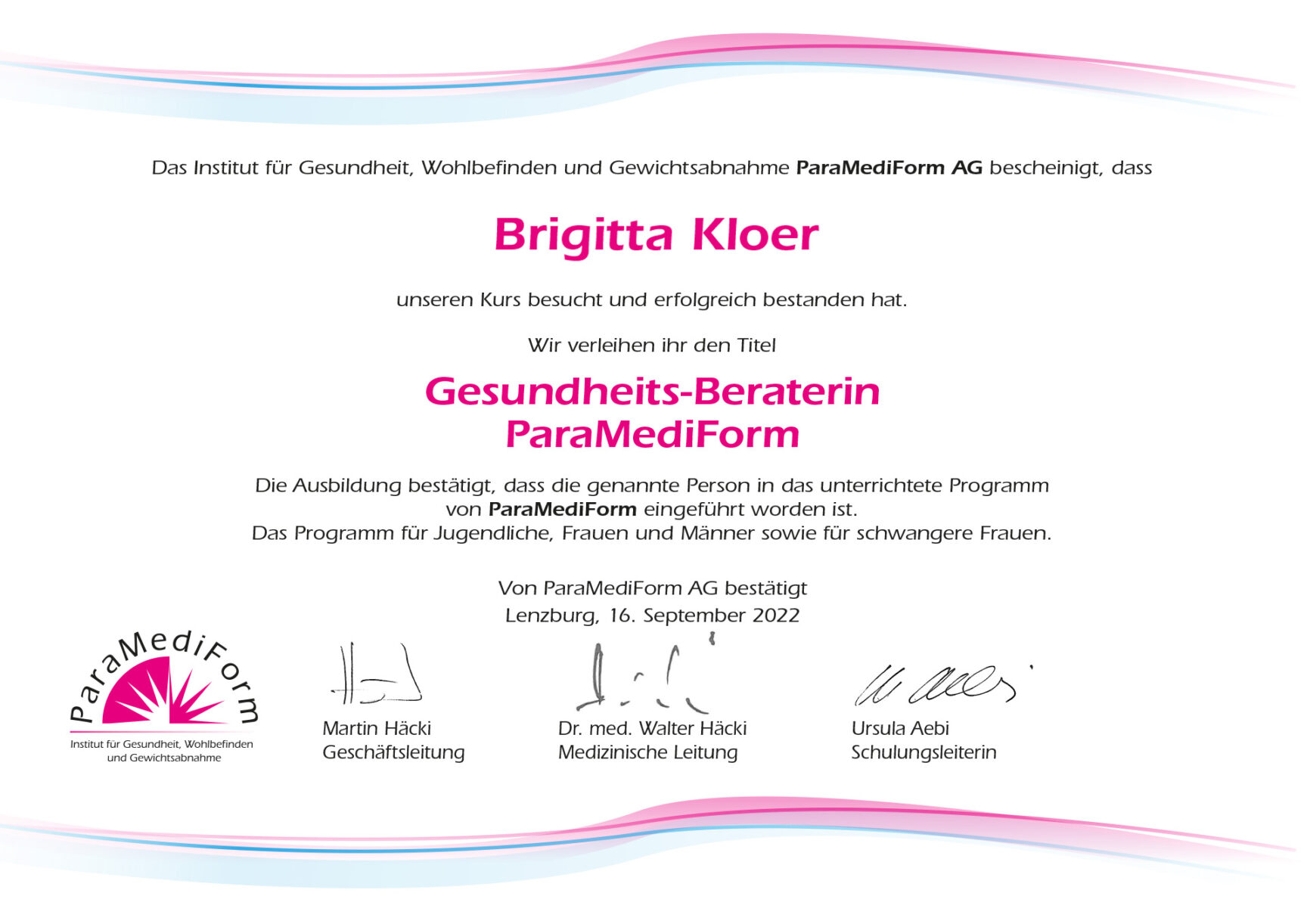 Ausbildung Ernährungsberatung- ParaMediForm